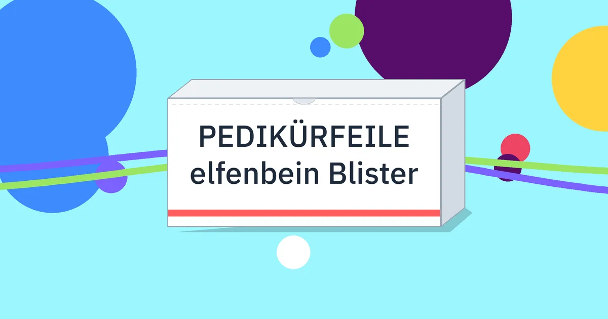 Symbolbild: Packung mit der Aufschrift PEDIKÜRFEILE elfenbein Blister (PZN 01604467) – Verfügbarkeit und Bezug in Apotheken in Frankfurt am Main