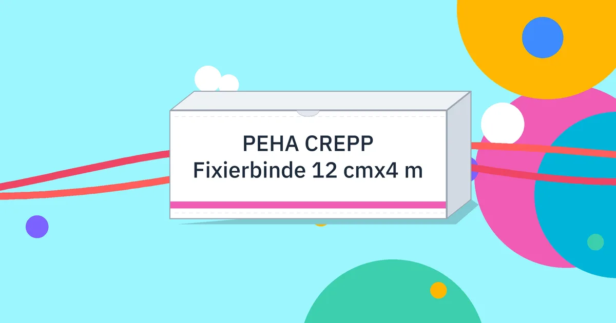 Symbolbild: Packung mit der Aufschrift PEHA CREPP Fixierbinde 12 cmx4 m (PZN 17452580) – Verfügbarkeit und Bezug in Apotheken in Frankfurt am Main