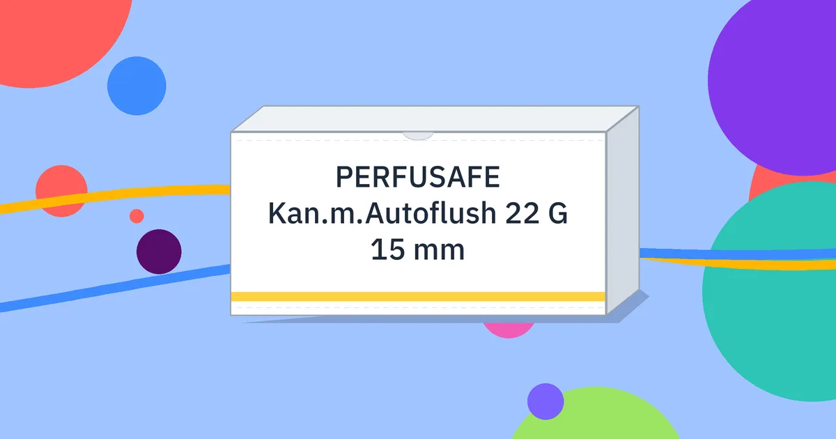 Symbolbild: Packung mit der Aufschrift PERFUSAFE Kan.m.Autoflush 22 G 15 mm (PZN 06556282) – Verfügbarkeit und Bezug in Apotheken in Frankfurt am Main