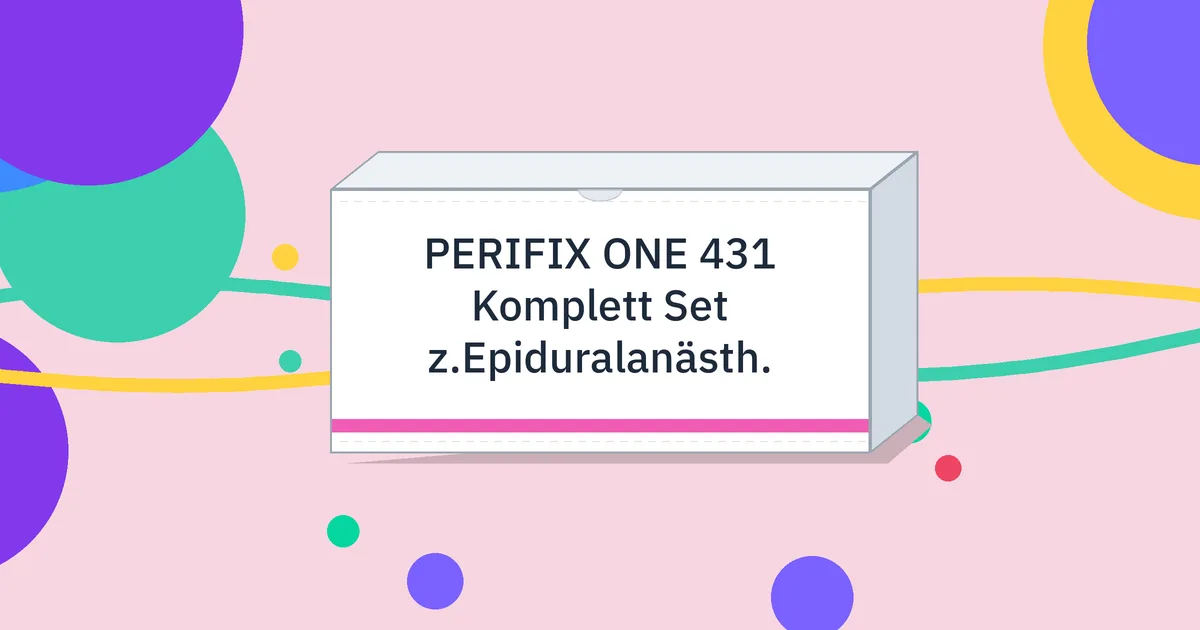 Symbolbild: Packung mit der Aufschrift PERIFIX ONE 431 Komplett Set z.Epiduralanästh. (PZN 06853206) – Verfügbarkeit und Bezug in Apotheken in Frankfurt am Main