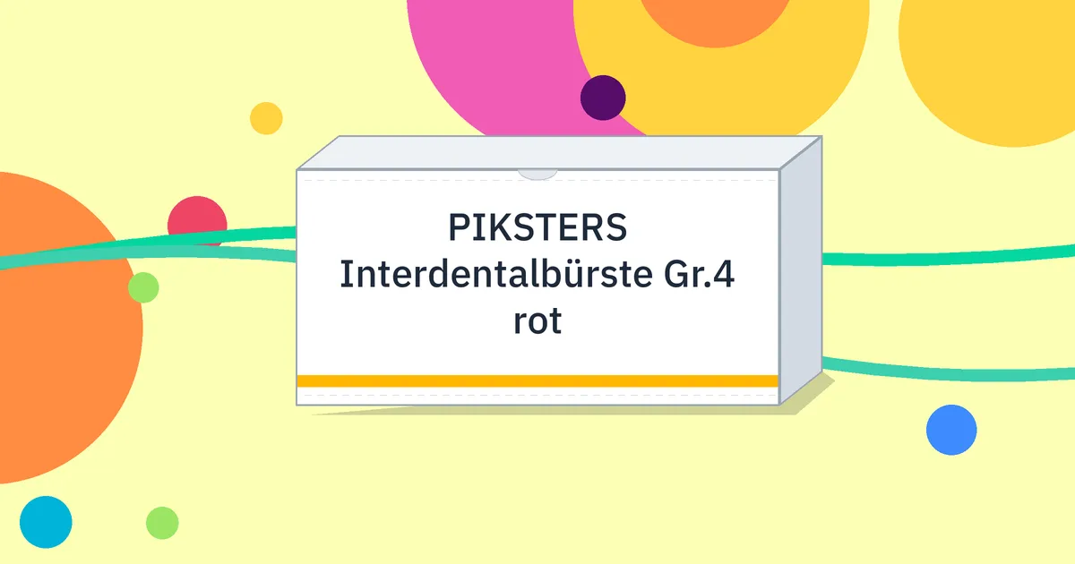 Symbolbild: Packung mit der Aufschrift PIKSTERS Interdentalbürste Gr.4 rot (PZN 17593091) – Verfügbarkeit und Bezug in Apotheken in Frankfurt am Main
