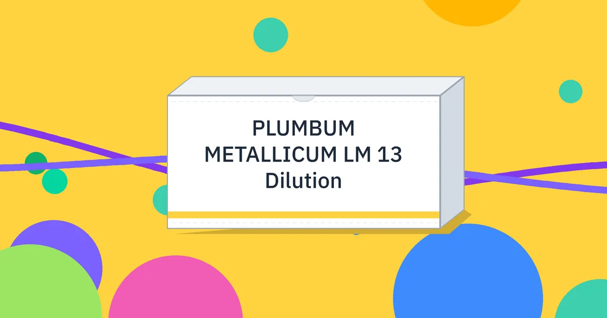 Symbolbild: Packung mit der Aufschrift PLUMBUM METALLICUM LM 13 Dilution (PZN 13041118) – Verfügbarkeit und Bezug in Apotheken in Frankfurt am Main
