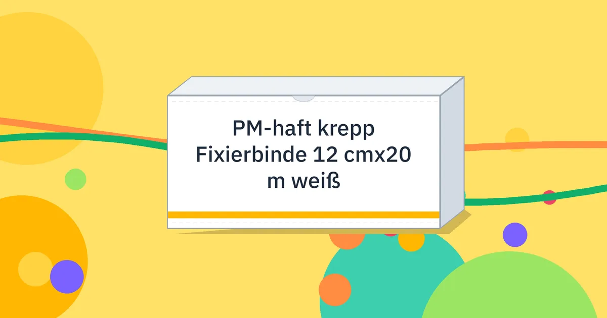 Symbolbild: Packung mit der Aufschrift PM-haft krepp Fixierbinde 12 cmx20 m weiß (PZN 18845637) – Verfügbarkeit und Bezug in Apotheken in Frankfurt am Main