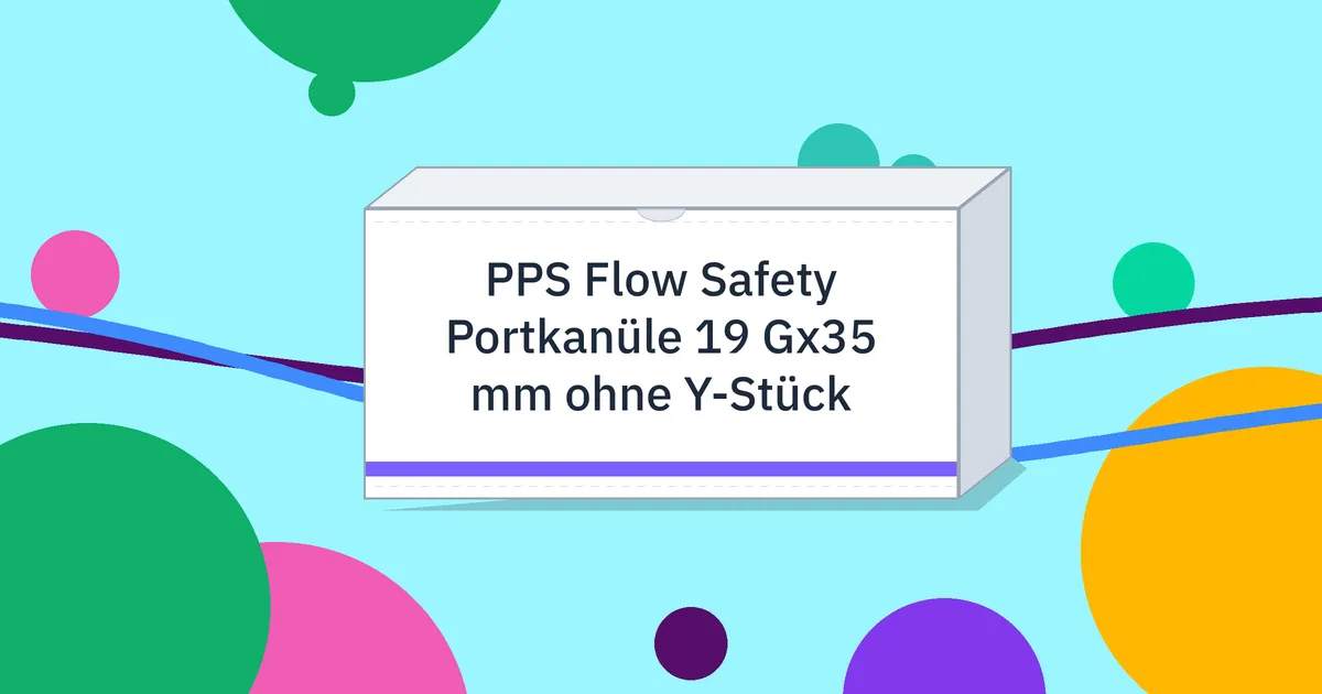 Symbolbild: Packung mit der Aufschrift PPS Flow Safety Portkanüle 19 Gx35 mm ohne Y-Stück (PZN 10073767) – Verfügbarkeit und Bezug in Apotheken in Frankfurt am Main