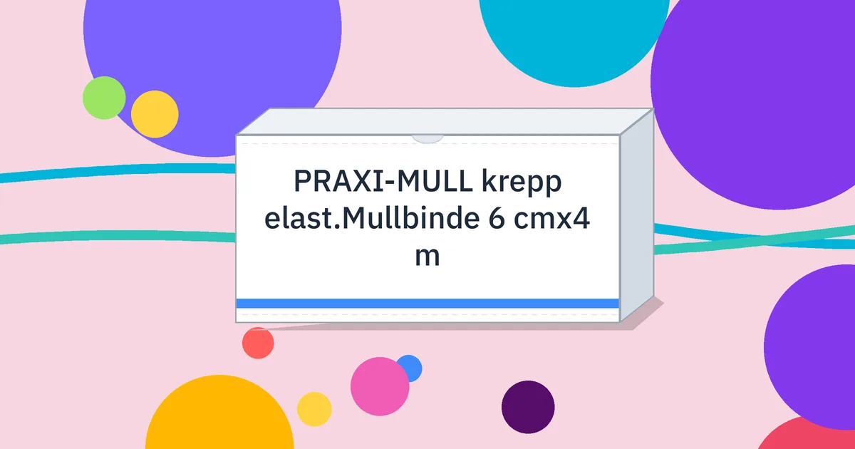 Symbolbild: Packung mit der Aufschrift PRAXI-MULL krepp elast.Mullbinde 6 cmx4 m (PZN 12827414) – Verfügbarkeit und Bezug in Apotheken in Frankfurt am Main