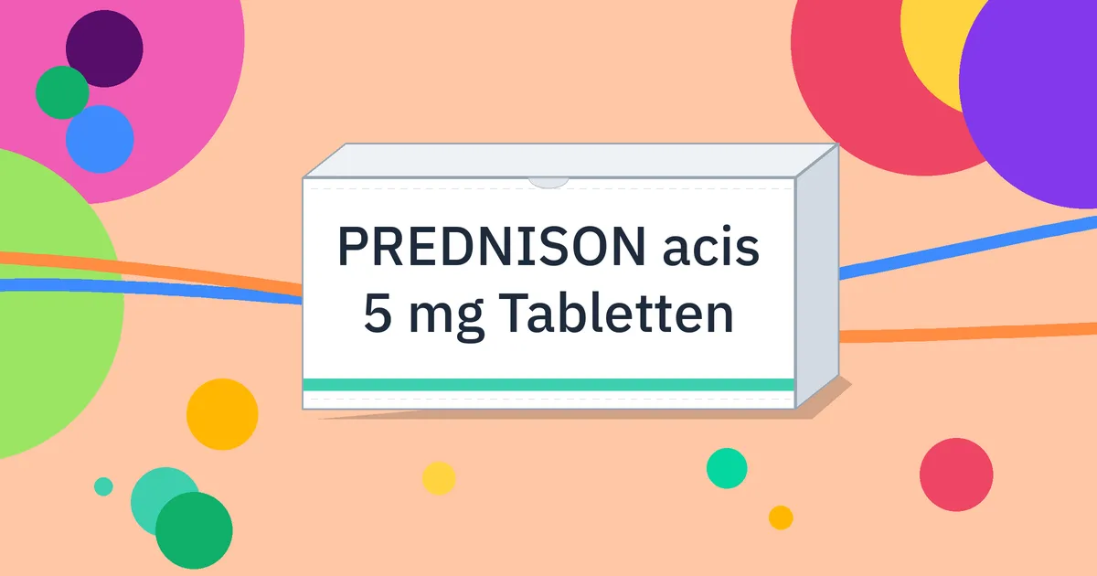 Symbolbild: Packung mit der Aufschrift PREDNISON acis 5 mg Tabletten (PZN 01998472) – Verfügbarkeit und Bezug in Apotheken in Frankfurt am Main