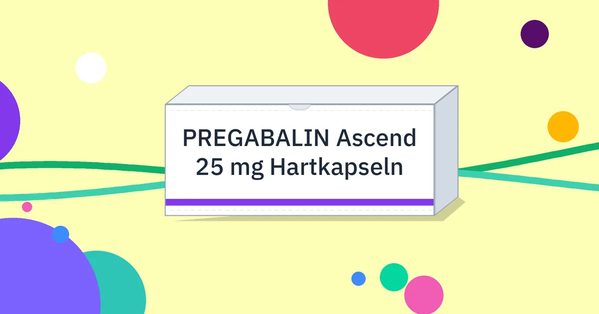 Symbolbild: Packung mit der Aufschrift PREGABALIN Ascend 25 mg Hartkapseln (PZN 16042526) – Verfügbarkeit und Bezug in Apotheken in Frankfurt am Main
