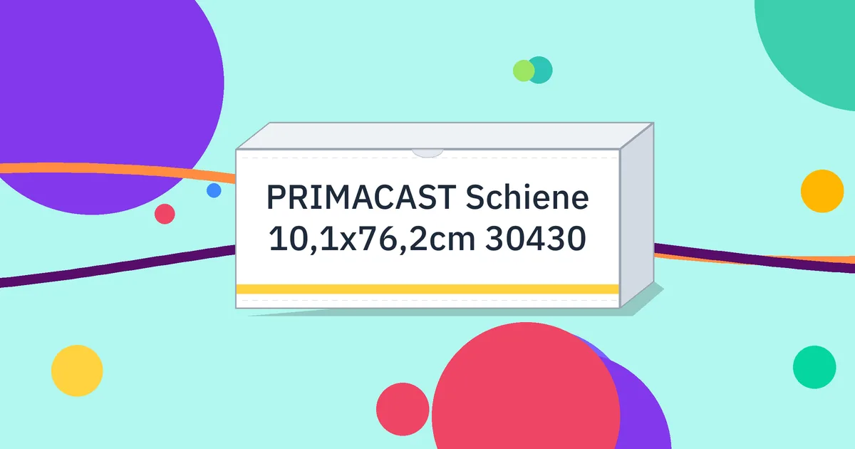 Symbolbild: Packung mit der Aufschrift PRIMACAST Schiene 10,1x76,2cm 30430 (PZN 00666236) – Verfügbarkeit und Bezug in Apotheken in Frankfurt am Main