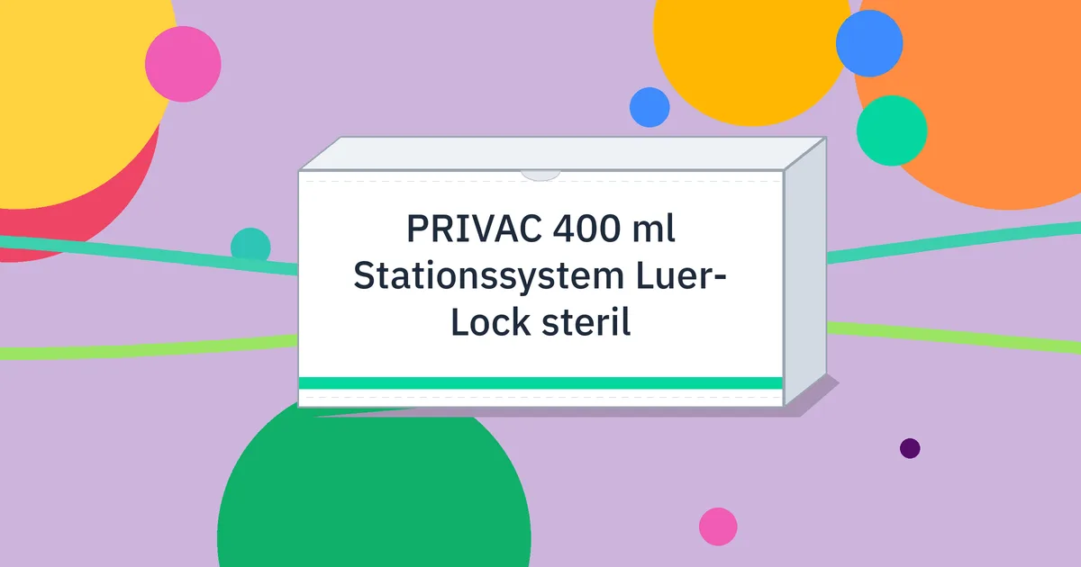 Symbolbild: Packung mit der Aufschrift PRIVAC 400 ml Stationssystem Luer-Lock steril (PZN 20181771) – Verfügbarkeit und Bezug in Apotheken in Frankfurt am Main