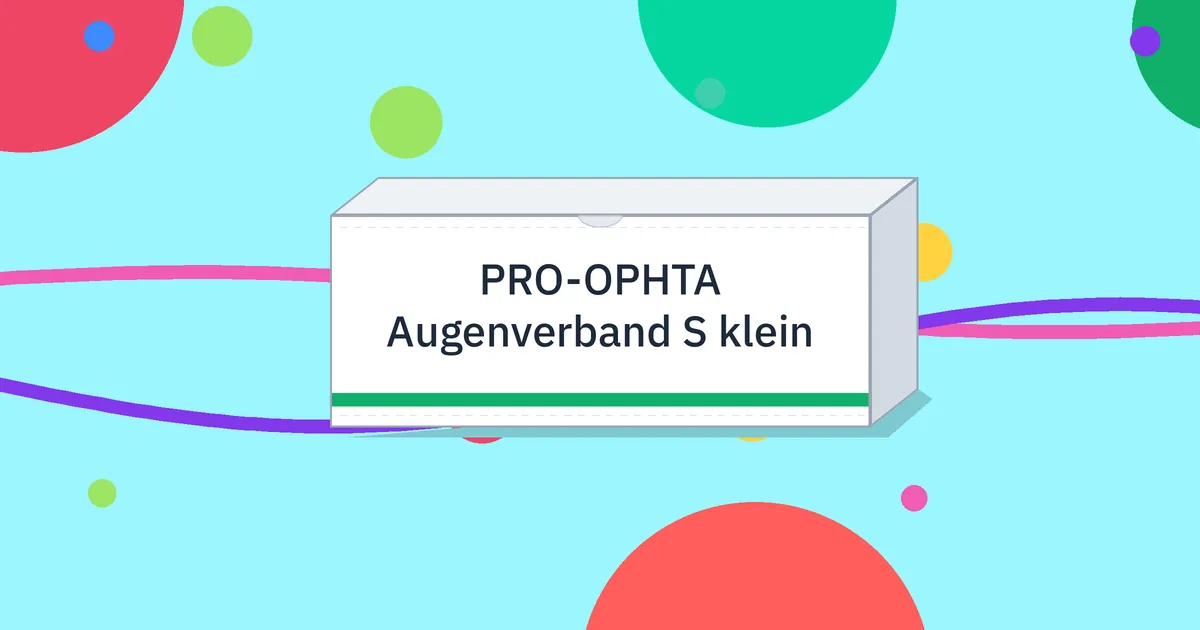 Symbolbild: Packung mit der Aufschrift PRO-OPHTA Augenverband S klein (PZN 12586206) – Verfügbarkeit und Bezug in Apotheken in Frankfurt am Main