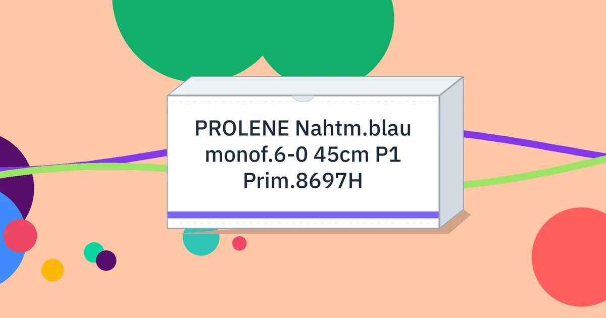 Symbolbild: Packung mit der Aufschrift PROLENE Nahtm.blau monof.6-0 45cm P1 Prim.8697H (PZN 16255535) – Verfügbarkeit und Bezug in Apotheken in Frankfurt am Main