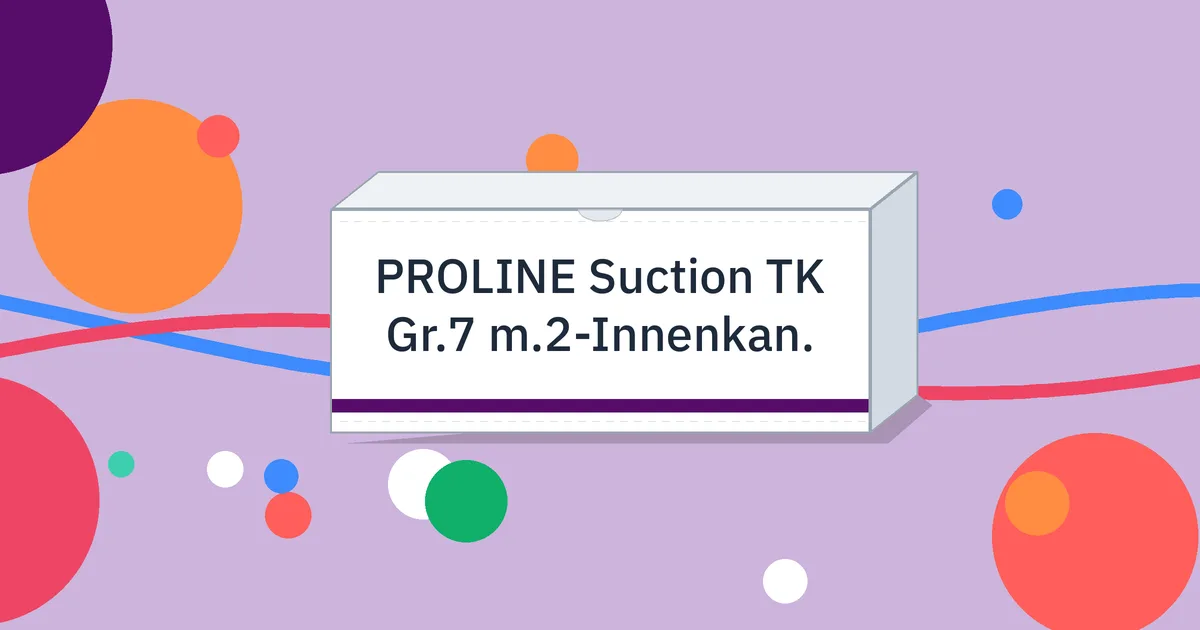 Symbolbild: Packung mit der Aufschrift PROLINE Suction TK Gr.7 m.2-Innenkan. (PZN 16148124) – Verfügbarkeit und Bezug in Apotheken in Frankfurt am Main