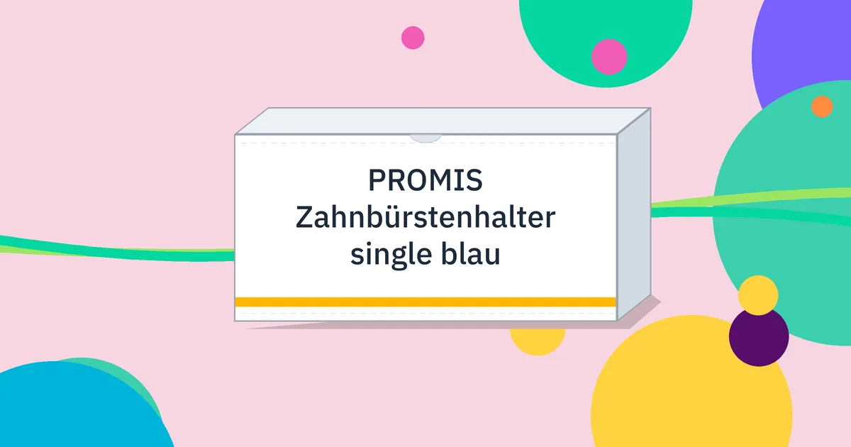 Symbolbild: Packung mit der Aufschrift PROMIS Zahnbürstenhalter single blau (PZN 17873761) – Verfügbarkeit und Bezug in Apotheken in Frankfurt am Main