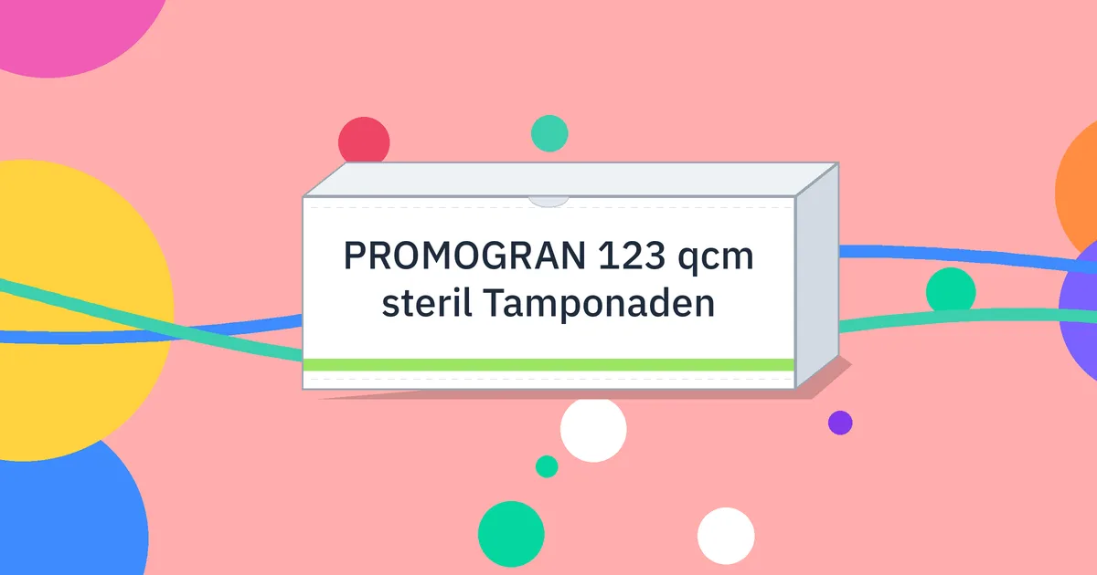 Symbolbild: Packung mit der Aufschrift PROMOGRAN 123 qcm steril Tamponaden (PZN 01532360) – Verfügbarkeit und Bezug in Apotheken in Frankfurt am Main