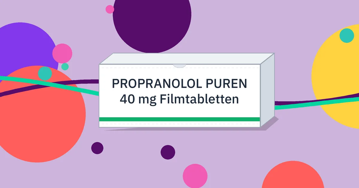 Symbolbild: Packung mit der Aufschrift PROPRANOLOL PUREN 40 mg Filmtabletten (PZN 16146533) – Verfügbarkeit und Bezug in Apotheken in Frankfurt am Main