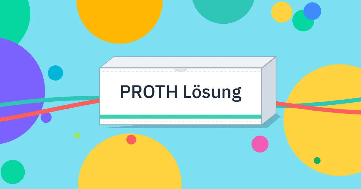 Symbolbild: Packung mit der Aufschrift PROTH Lösung (PZN 05021685) – Verfügbarkeit und Bezug in Apotheken in Frankfurt am Main