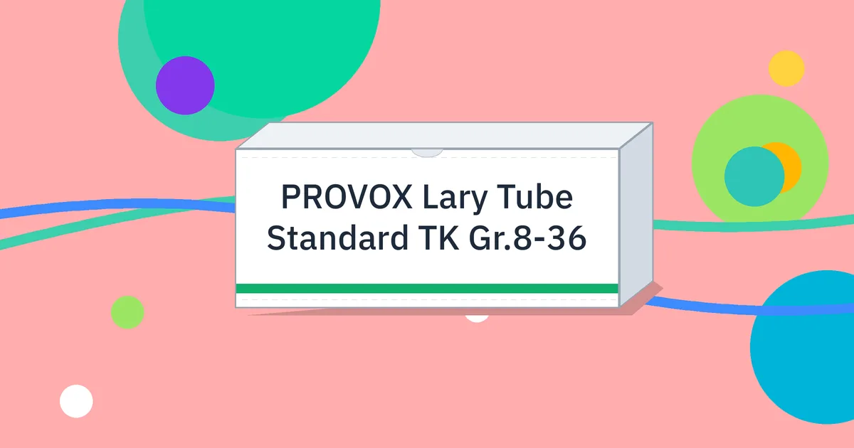 Symbolbild: Packung mit der Aufschrift PROVOX Lary Tube Standard TK Gr.8-36 (PZN 02398662) – Verfügbarkeit und Bezug in Apotheken in Frankfurt am Main
