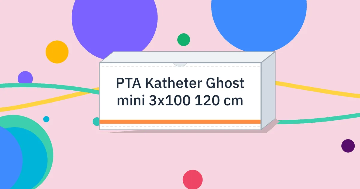Symbolbild: Packung mit der Aufschrift PTA Katheter Ghost mini 3x100 120 cm (PZN 00140244) – Verfügbarkeit und Bezug in Apotheken in Frankfurt am Main