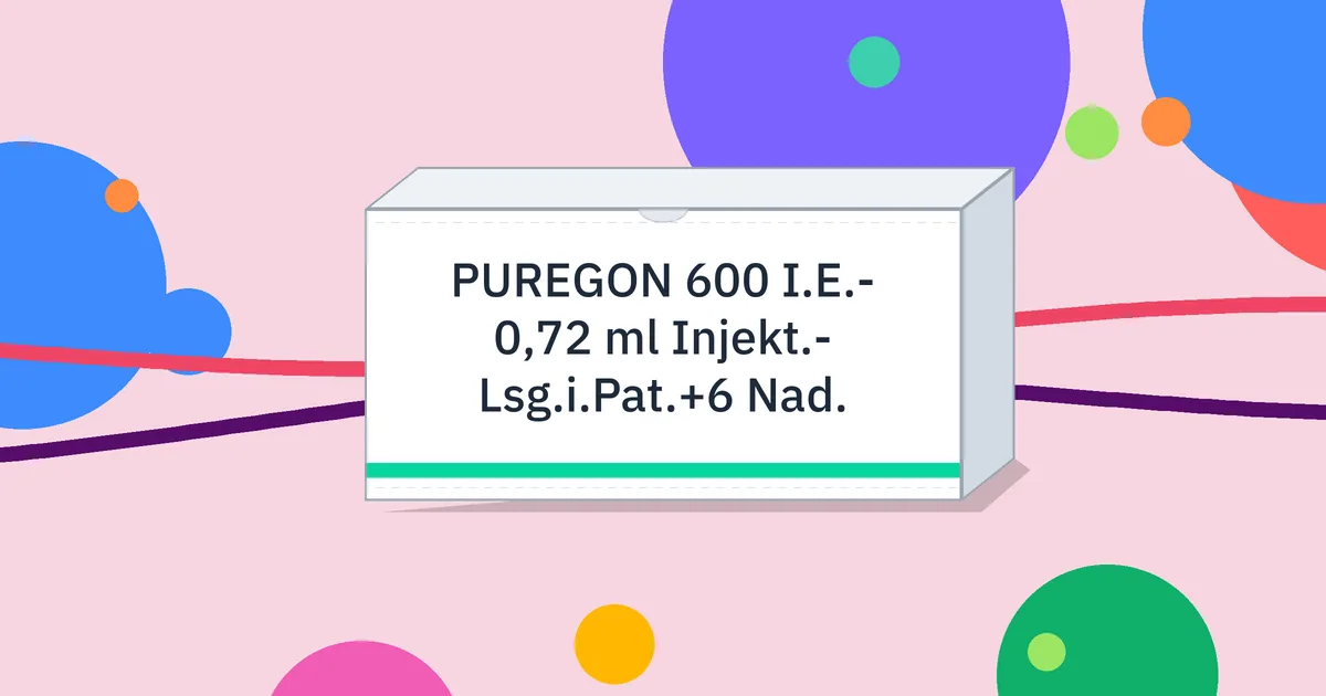 Symbolbild: Packung mit der Aufschrift PUREGON 600 I.E.-0,72 ml Injekt.-Lsg.i.Pat.+6 Nad. (PZN 09223977) – Verfügbarkeit und Bezug in Apotheken in Frankfurt am Main