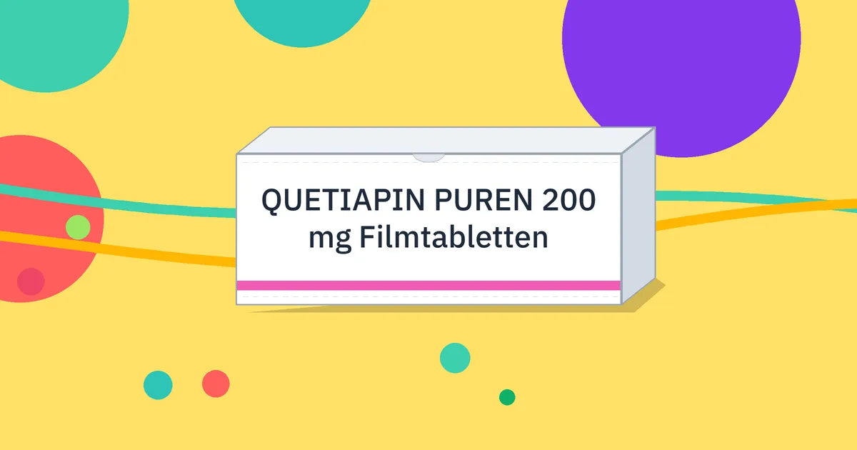 Symbolbild: Packung mit der Aufschrift QUETIAPIN PUREN 200 mg Filmtabletten (PZN 18428589) – Verfügbarkeit und Bezug in Apotheken in Frankfurt am Main