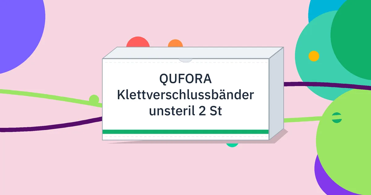 Symbolbild: Packung mit der Aufschrift QUFORA Klettverschlussbänder unsteril 2 St (PZN 02292797) – Verfügbarkeit und Bezug in Apotheken in Frankfurt am Main