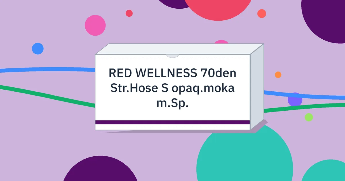 Symbolbild: Packung mit der Aufschrift RED WELLNESS 70den Str.Hose S opaq.moka m.Sp. (PZN 16176422) – Verfügbarkeit und Bezug in Apotheken in Frankfurt am Main