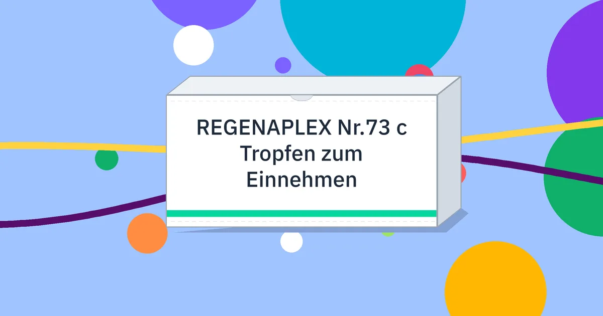 Symbolbild: Packung mit der Aufschrift REGENAPLEX Nr.73 c Tropfen zum Einnehmen (PZN 08726334) – Verfügbarkeit und Bezug in Apotheken in Frankfurt am Main