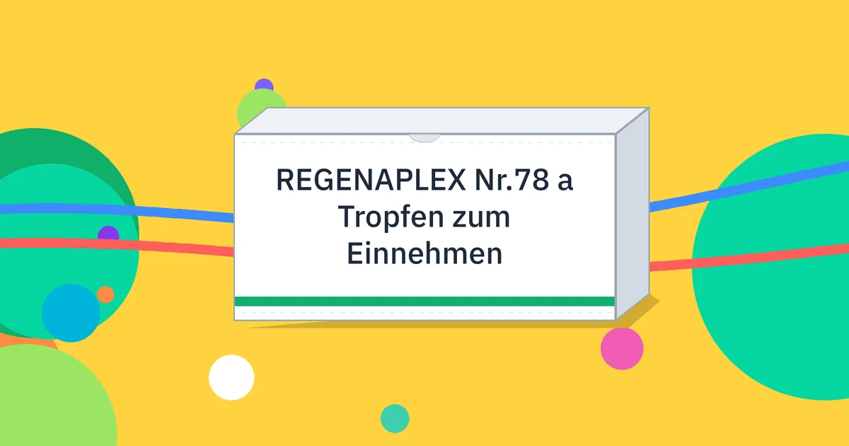 Symbolbild: Packung mit der Aufschrift REGENAPLEX Nr.78 a Tropfen zum Einnehmen (PZN 07128128) – Verfügbarkeit und Bezug in Apotheken in Frankfurt am Main