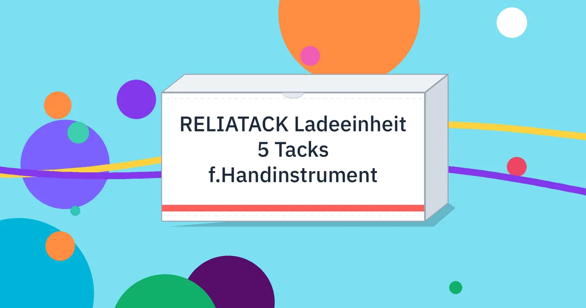 Symbolbild: Packung mit der Aufschrift RELIATACK Ladeeinheit 5 Tacks f.Handinstrument (PZN 18258549) – Verfügbarkeit und Bezug in Apotheken in Frankfurt am Main