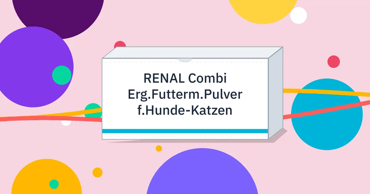 Symbolbild: Packung mit der Aufschrift RENAL Combi Erg.Futterm.Pulver f.Hunde-Katzen (PZN 13882065) – Verfügbarkeit und Bezug in Apotheken in Frankfurt am Main
