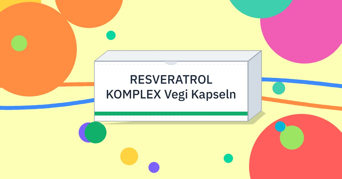 Symbolbild: Packung mit der Aufschrift RESVERATROL KOMPLEX Vegi Kapseln (PZN 02904421) – Verfügbarkeit und Bezug in Apotheken in Frankfurt am Main