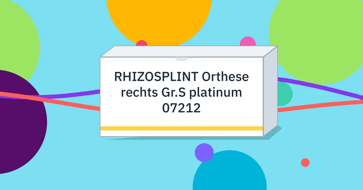 Symbolbild: Packung mit der Aufschrift RHIZOSPLINT Orthese rechts Gr.S platinum 07212 (PZN 19384718) – Verfügbarkeit und Bezug in Apotheken in Frankfurt am Main