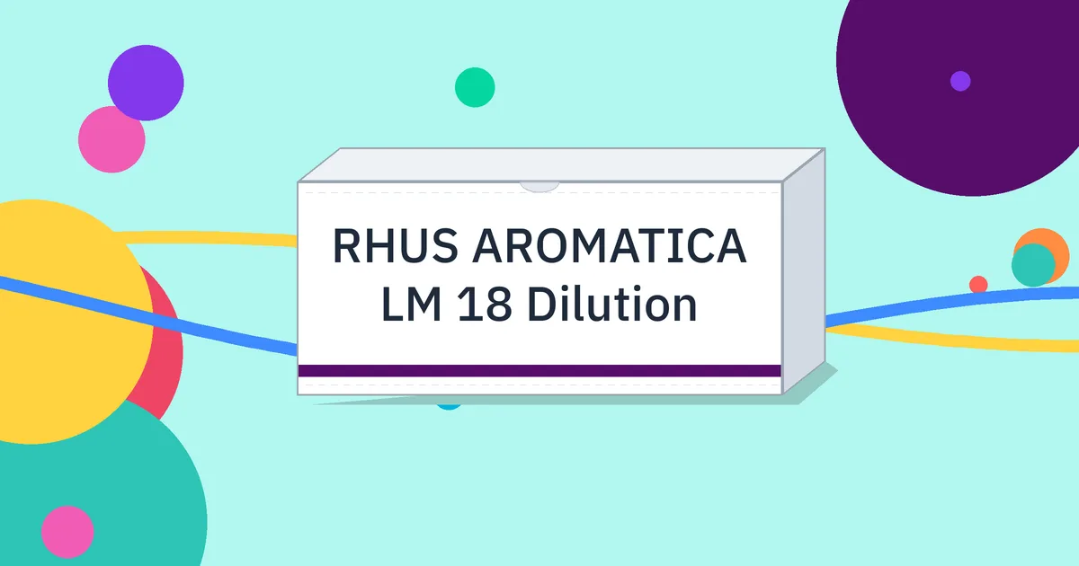 Symbolbild: Packung mit der Aufschrift RHUS AROMATICA LM 18 Dilution (PZN 13051855) – Verfügbarkeit und Bezug in Apotheken in Frankfurt am Main
