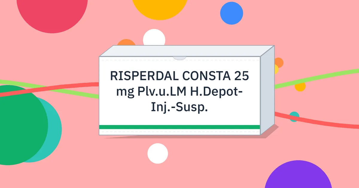 Symbolbild: Packung mit der Aufschrift RISPERDAL CONSTA 25 mg Plv.u.LM H.Depot-Inj.-Susp. (PZN 06551511) – Verfügbarkeit und Bezug in Apotheken in Frankfurt am Main