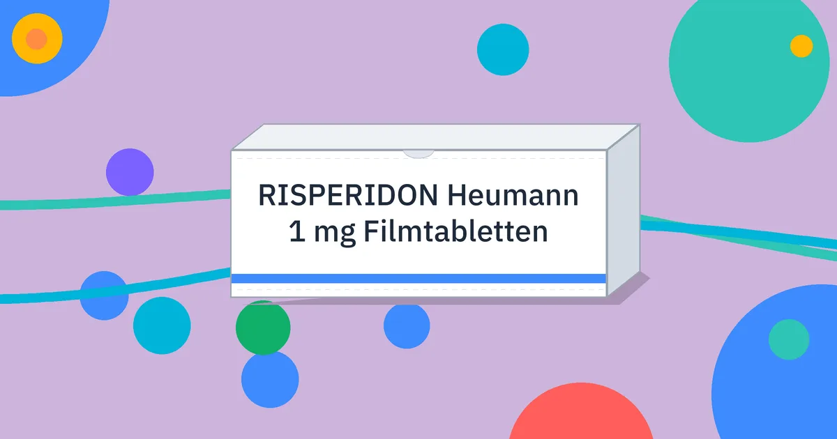 Symbolbild: Packung mit der Aufschrift RISPERIDON Heumann 1 mg Filmtabletten (PZN 01551558) – Verfügbarkeit und Bezug in Apotheken in Frankfurt am Main