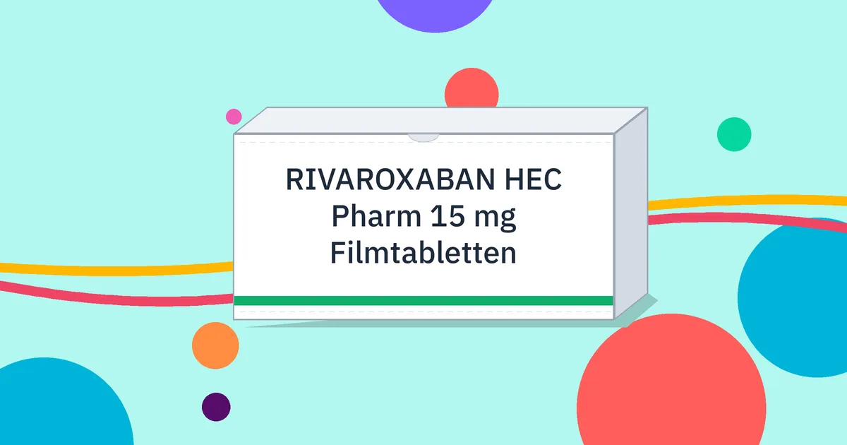 Symbolbild: Packung mit der Aufschrift RIVAROXABAN HEC Pharm 15 mg Filmtabletten (PZN 20183741) – Verfügbarkeit und Bezug in Apotheken in Frankfurt am Main