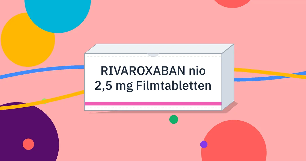 Symbolbild: Packung mit der Aufschrift RIVAROXABAN nio 2,5 mg Filmtabletten (PZN 20165890) – Verfügbarkeit und Bezug in Apotheken in Frankfurt am Main