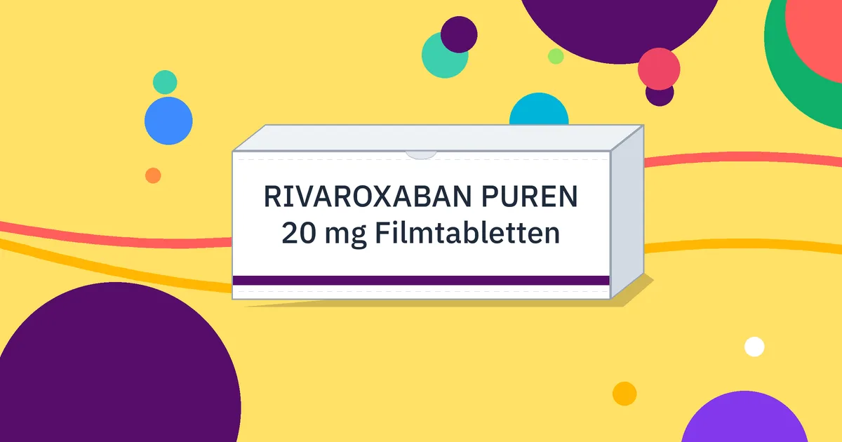 Symbolbild: Packung mit der Aufschrift RIVAROXABAN PUREN 20 mg Filmtabletten (PZN 14006408) – Verfügbarkeit und Bezug in Apotheken in Frankfurt am Main