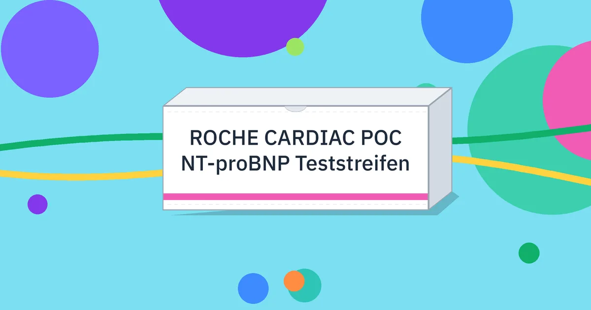 Symbolbild: Packung mit der Aufschrift ROCHE CARDIAC POC NT-proBNP Teststreifen (PZN 18391952) – Verfügbarkeit und Bezug in Apotheken in Frankfurt am Main