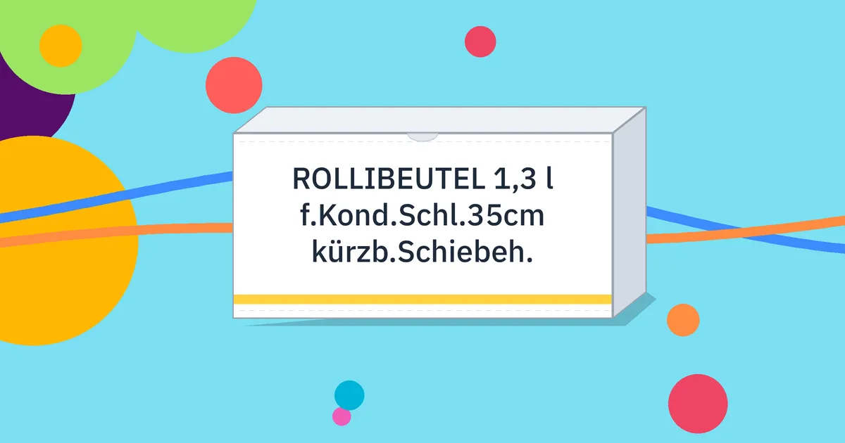 Symbolbild: Packung mit der Aufschrift ROLLIBEUTEL 1,3 l f.Kond.Schl.35cm kürzb.Schiebeh. (PZN 01140068) – Verfügbarkeit und Bezug in Apotheken in Frankfurt am Main