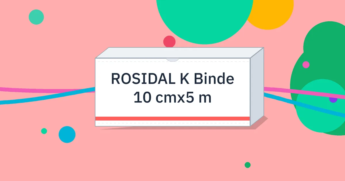 Symbolbild: Packung mit der Aufschrift ROSIDAL K Binde 10 cmx5 m (PZN 18651519) – Verfügbarkeit und Bezug in Apotheken in Frankfurt am Main