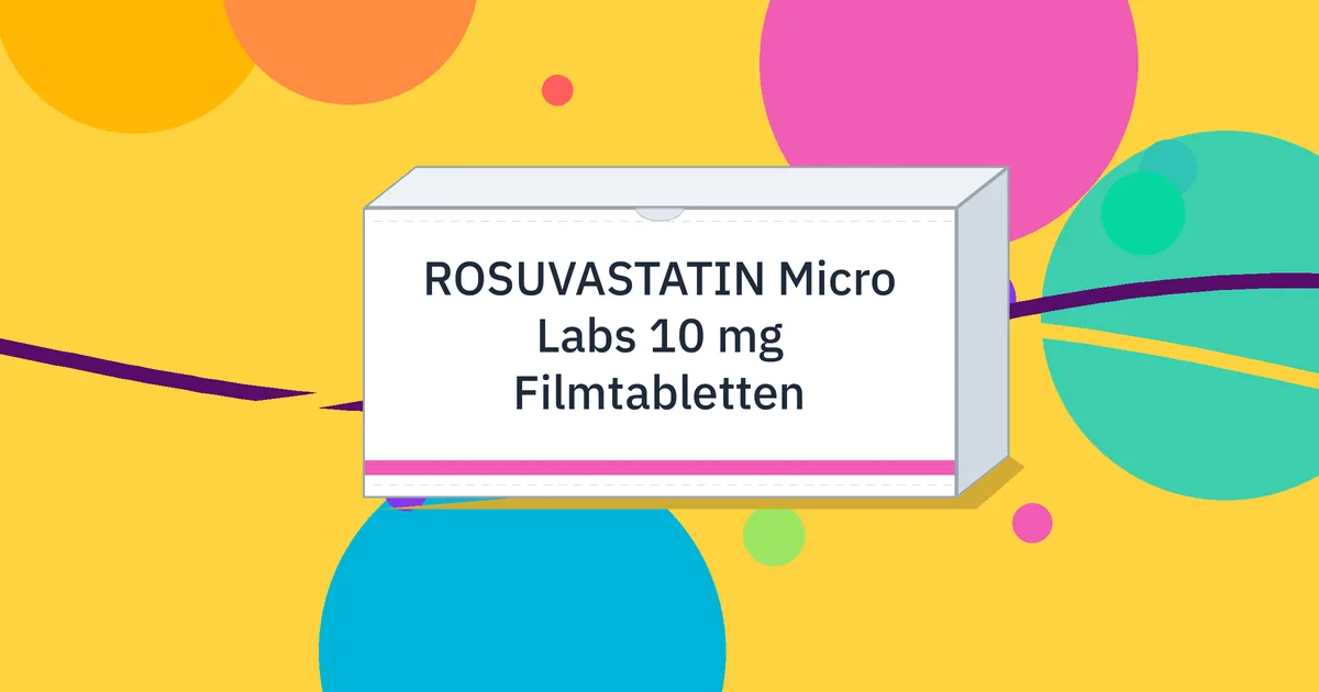 Symbolbild: Packung mit der Aufschrift ROSUVASTATIN Micro Labs 10 mg Filmtabletten (PZN 18152934) – Verfügbarkeit und Bezug in Apotheken in Frankfurt am Main