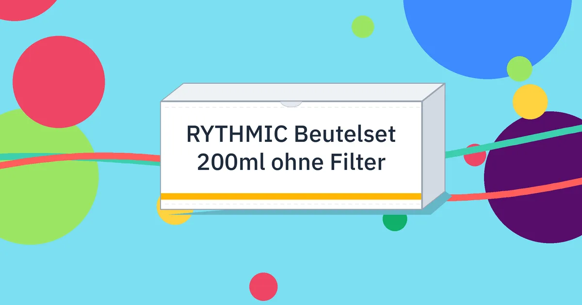 Symbolbild: Packung mit der Aufschrift RYTHMIC Beutelset 200ml ohne Filter (PZN 18387910) – Verfügbarkeit und Bezug in Apotheken in Frankfurt am Main