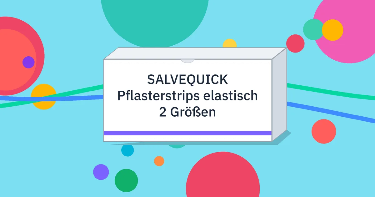 Symbolbild: Packung mit der Aufschrift SALVEQUICK Pflasterstrips elastisch 2 Größen (PZN 12492184) – Verfügbarkeit und Bezug in Apotheken in Frankfurt am Main