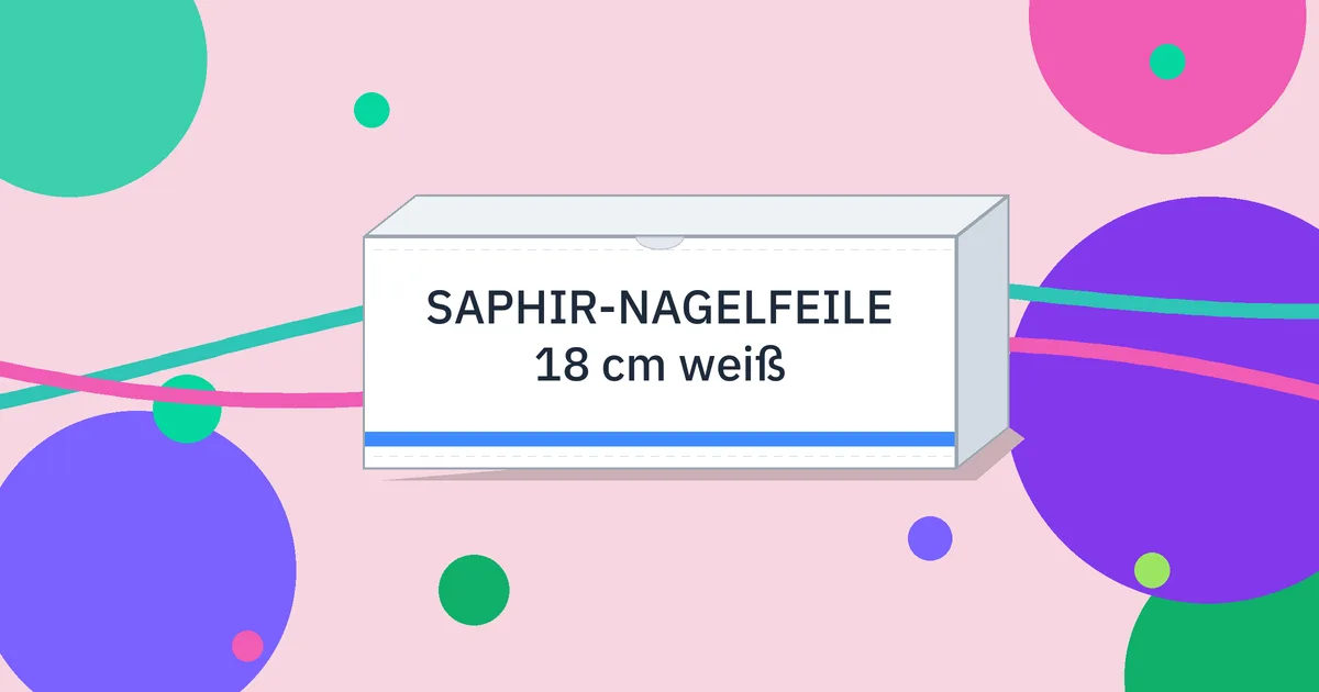 Symbolbild: Packung mit der Aufschrift SAPHIR-NAGELFEILE 18 cm weiß (PZN 18106928) – Verfügbarkeit und Bezug in Apotheken in Frankfurt am Main