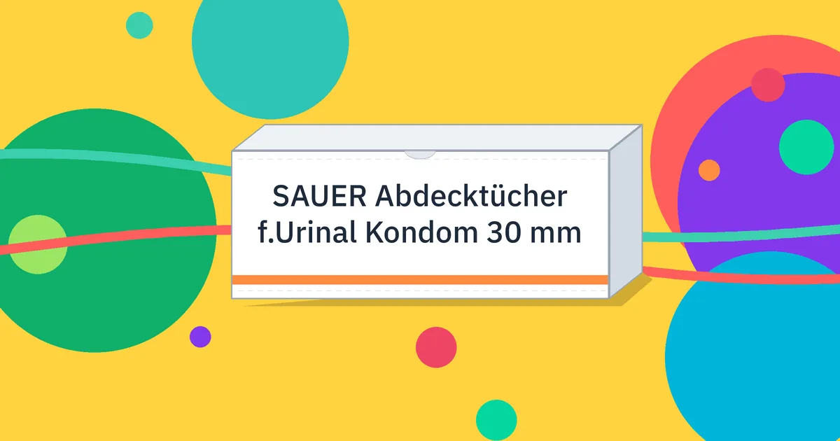 Symbolbild: Packung mit der Aufschrift SAUER Abdecktücher f.Urinal Kondom 30 mm (PZN 16020329) – Verfügbarkeit und Bezug in Apotheken in Frankfurt am Main