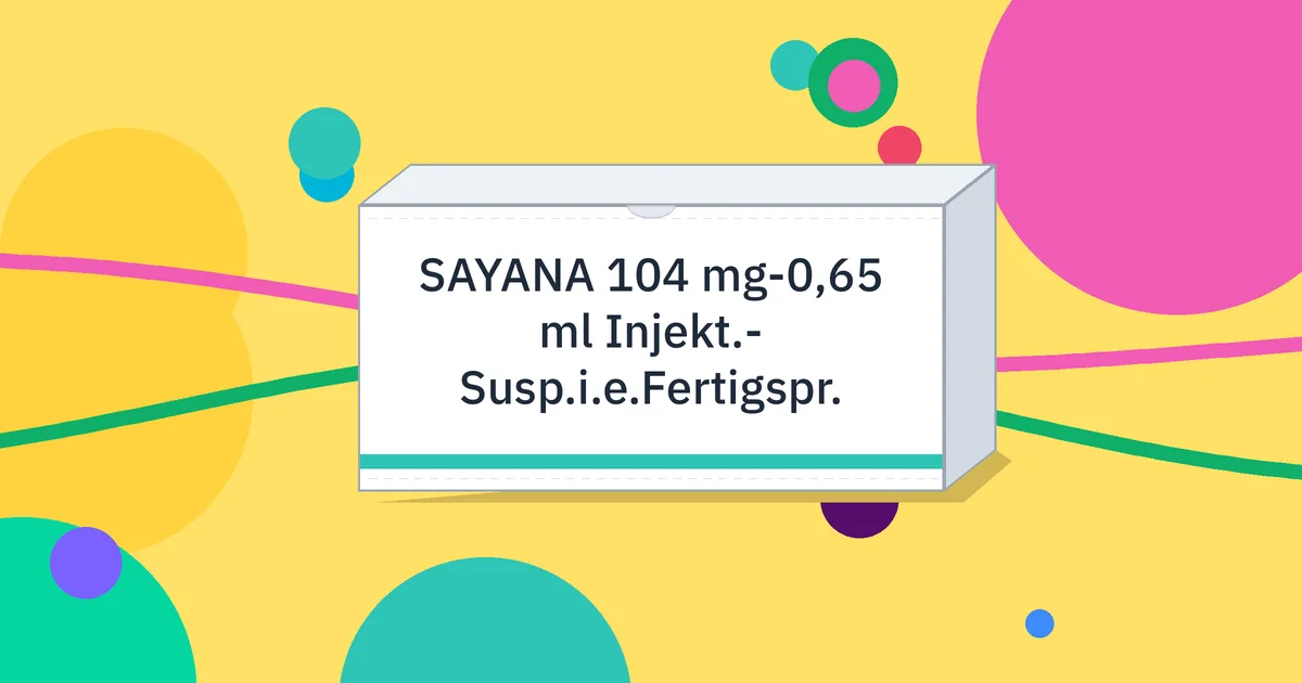 Symbolbild: Packung mit der Aufschrift SAYANA 104 mg-0,65 ml Injekt.-Susp.i.e.Fertigspr. (PZN 09252341) – Verfügbarkeit und Bezug in Apotheken in Frankfurt am Main