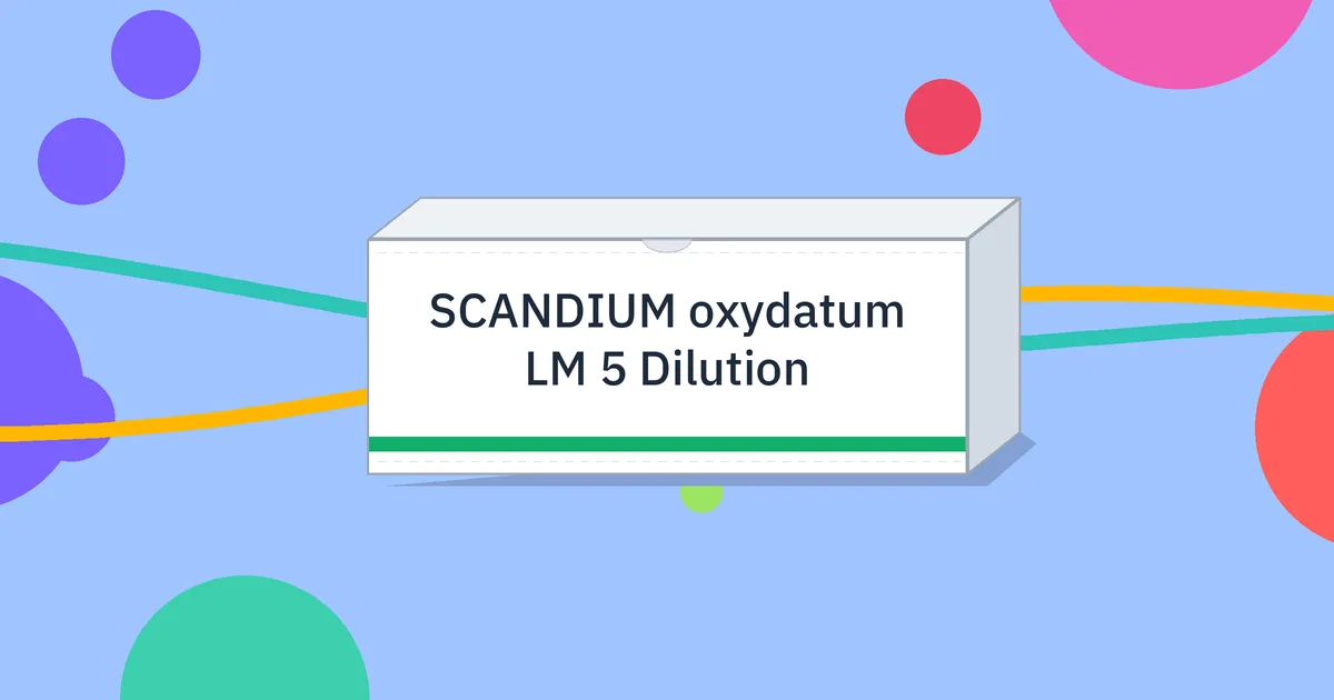 Symbolbild: Packung mit der Aufschrift SCANDIUM oxydatum LM 5 Dilution (PZN 13183433) – Verfügbarkeit und Bezug in Apotheken in Frankfurt am Main