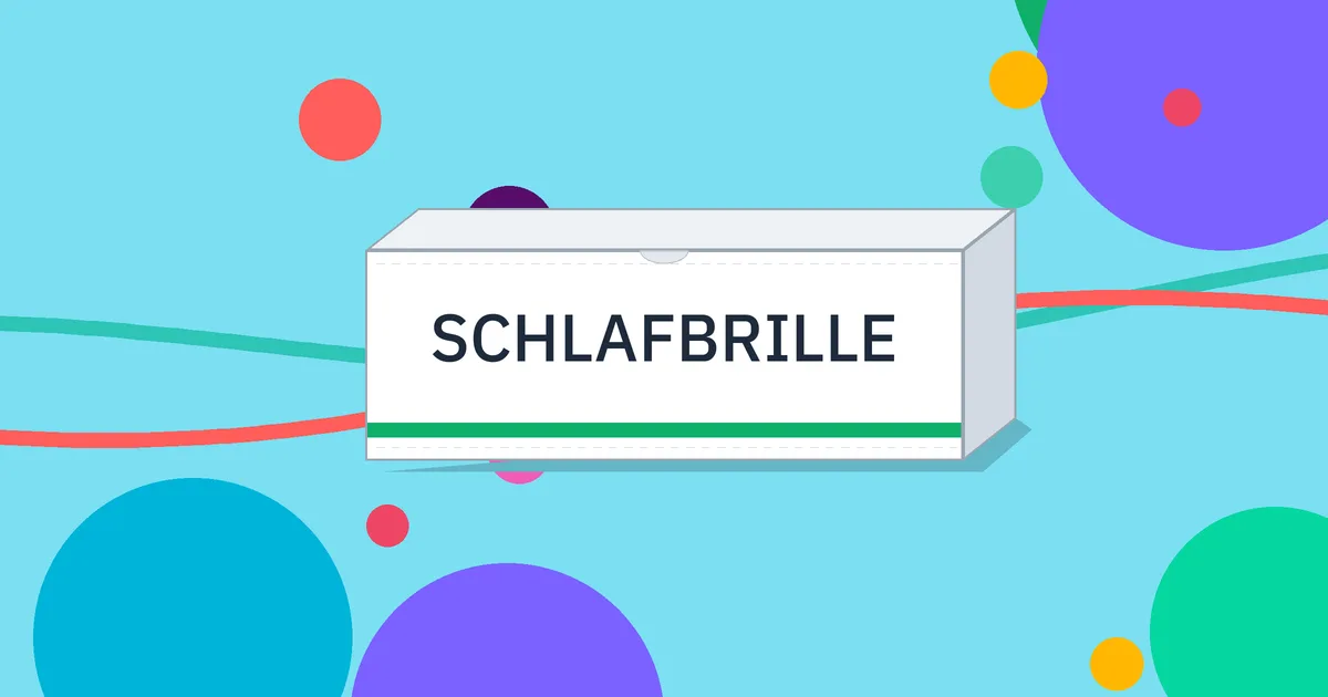 Symbolbild: Packung mit der Aufschrift SCHLAFBRILLE (PZN 03909225) – Verfügbarkeit und Bezug in Apotheken in Frankfurt am Main