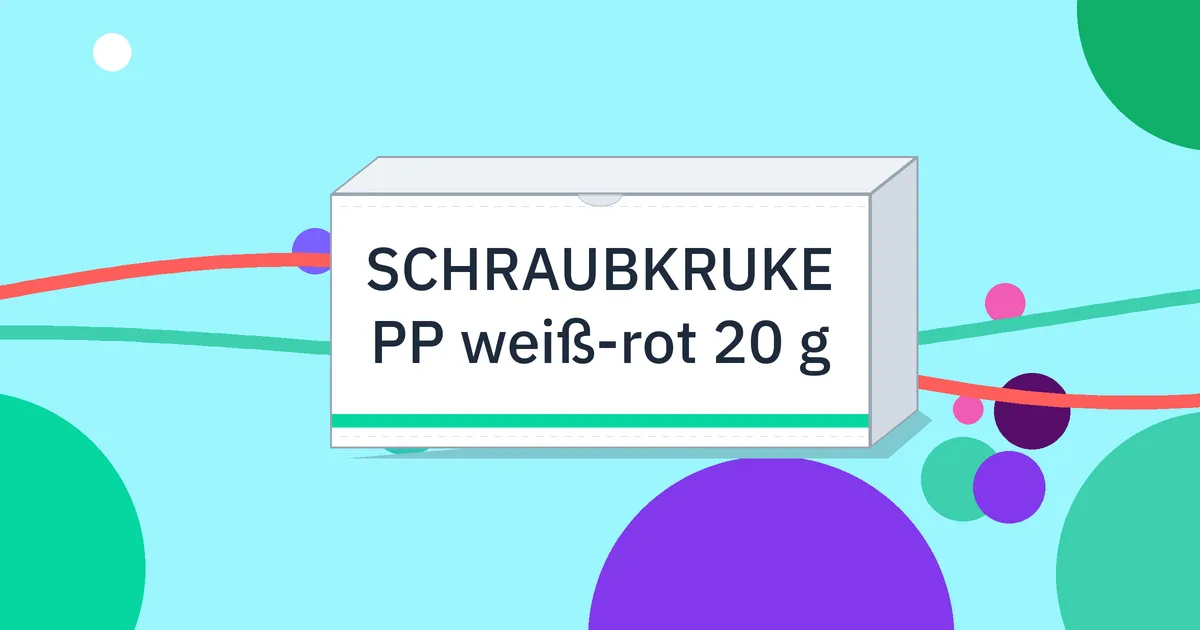 Symbolbild: Packung mit der Aufschrift SCHRAUBKRUKE PP weiß-rot 20 g (PZN 18014936) – Verfügbarkeit und Bezug in Apotheken in Frankfurt am Main